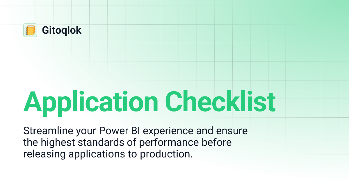 Application Checklist | Gitoqlok